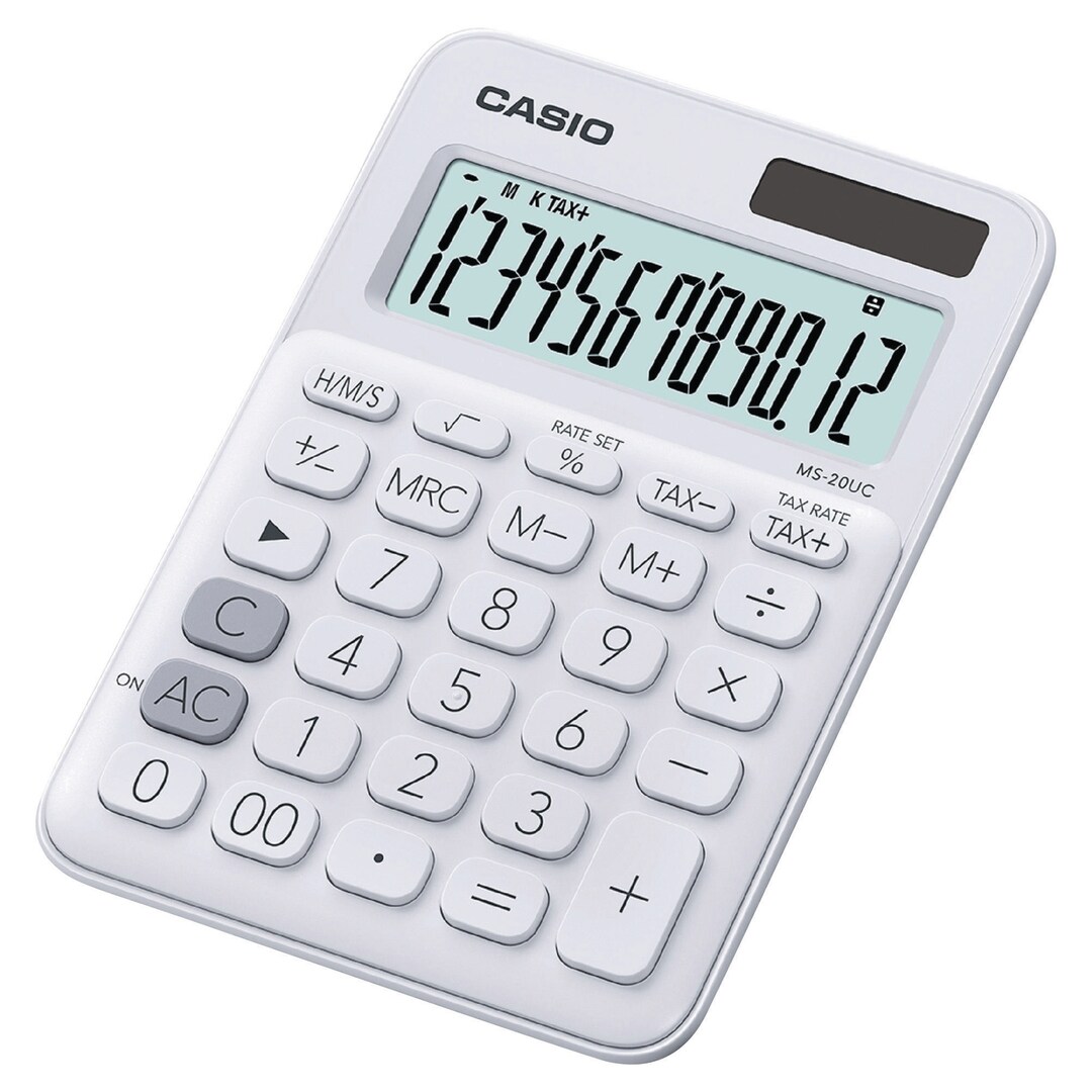 Desk Calculator 12-Digit Big-Display In White... | Lyreco