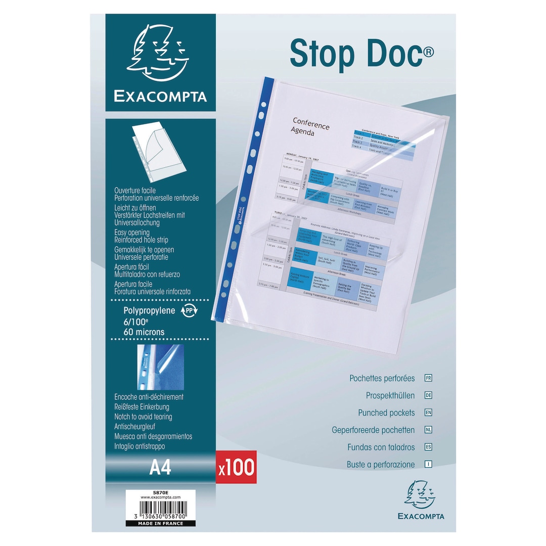 Exacompta Stop Doc Corner Opening Punch Pockets... | Lyreco