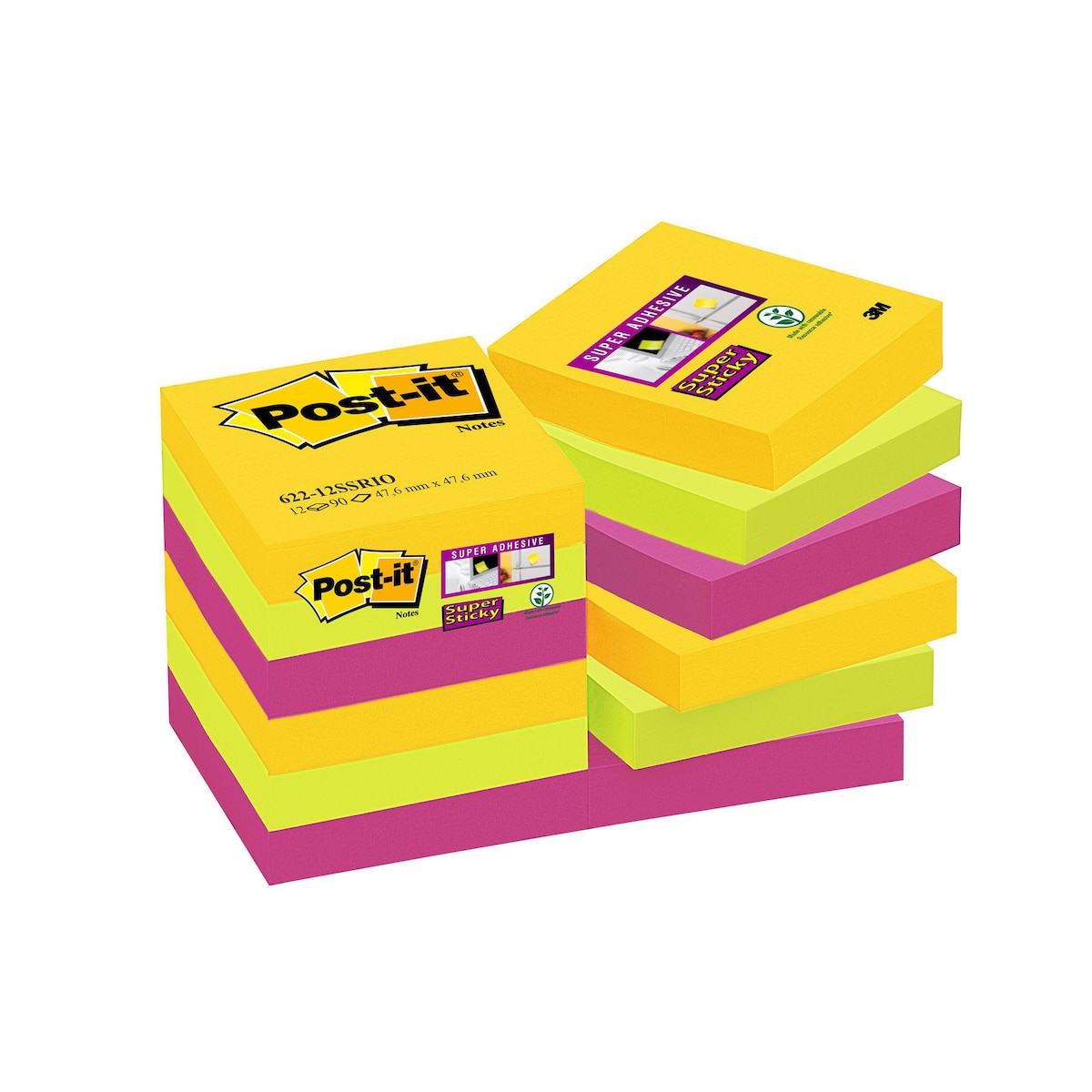 Post-It Super Sticky Rio Notes Pk12 | Lyreco