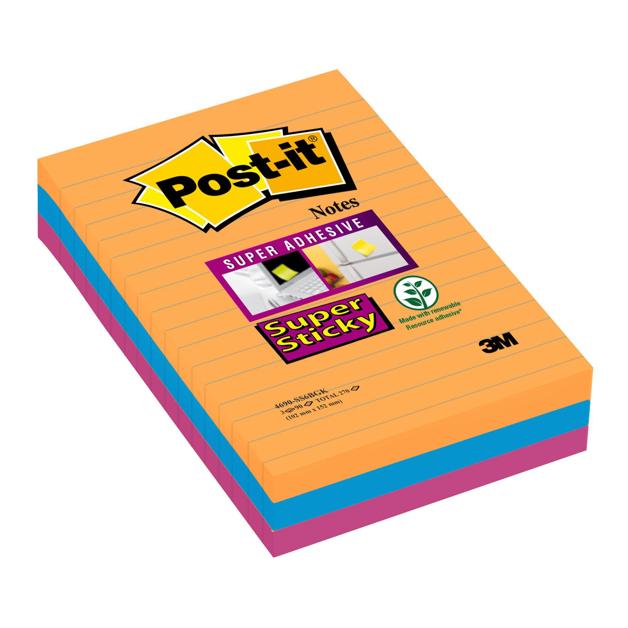 Post-It Super Sticky Notes Lined 101X152mm... | Lyreco